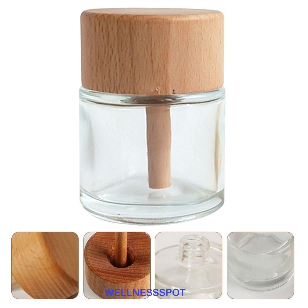 Wellnessspot ดิฟฟิวเซอร์ ขวดฝาไม้,ภาชนะน้ํามันหอมระเหย DIY 50 มล.,แก้วโปร่งใสรถน้ํามันหอมระเหย ...