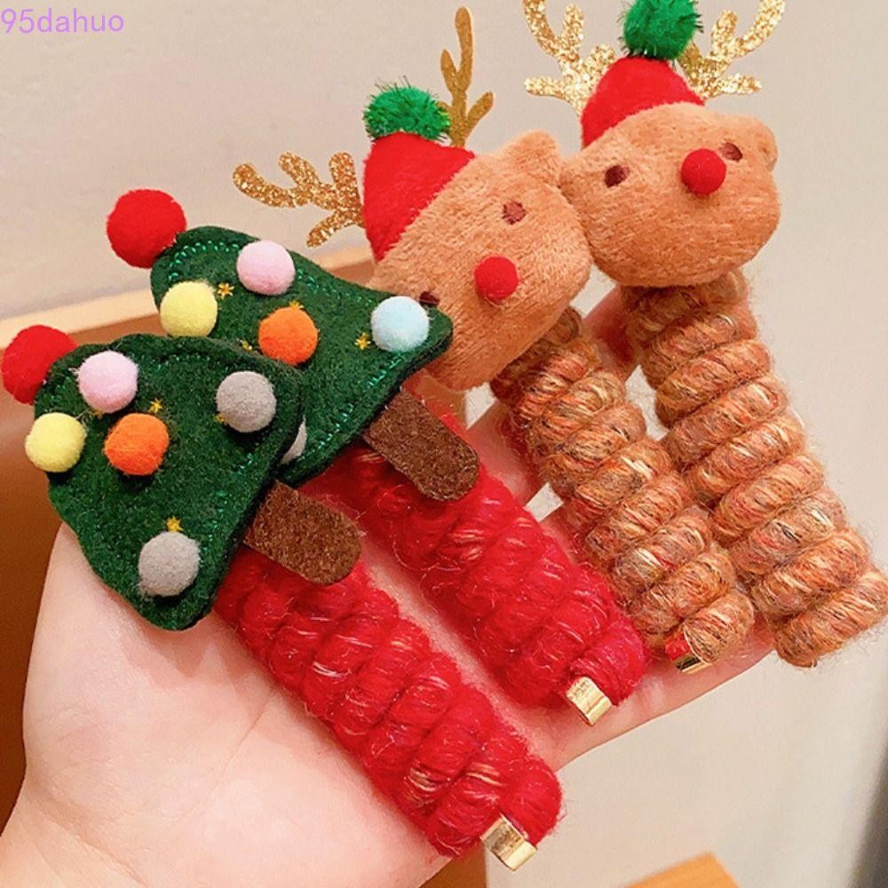 Dahuo เชือกคาดผมสายโทรศัพท์, Elk Plush Bowknot แหวนผม,แฟชั่นยางรัดยืดหยุ่นตรงต้นคริสต์มาสผู้ถือ ...