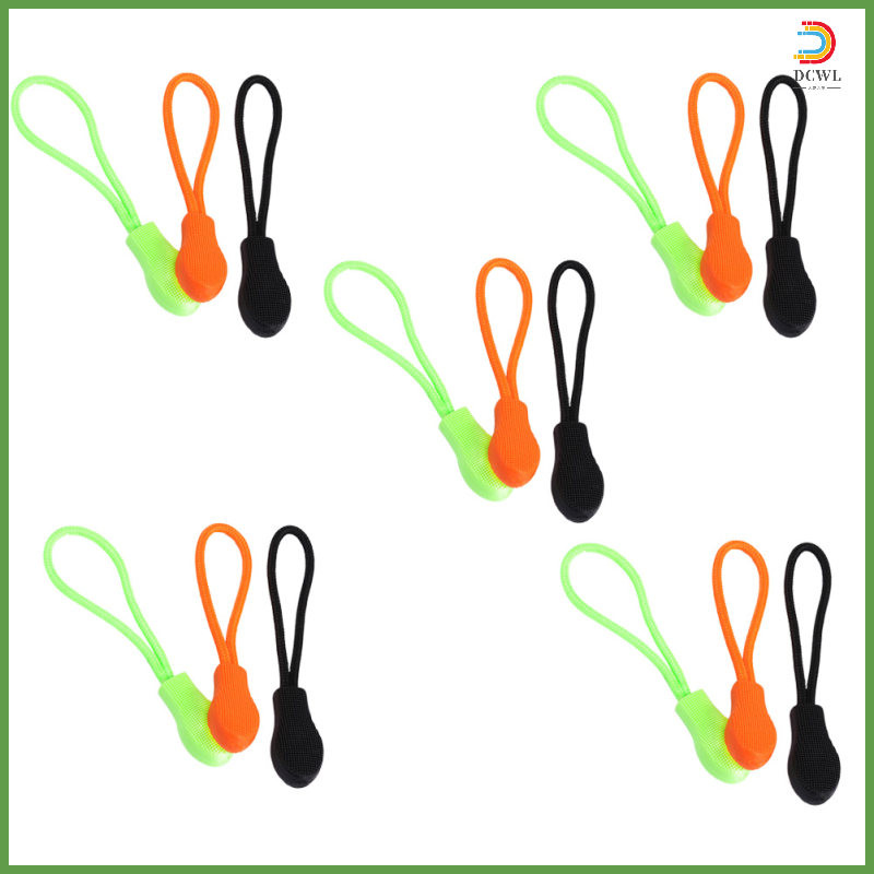 15 ชิ้นซิป Drawstring หลากสีสีดํา Puller สีเขียวเต็นท์อุปกรณ์เสริมเสื้อ ...