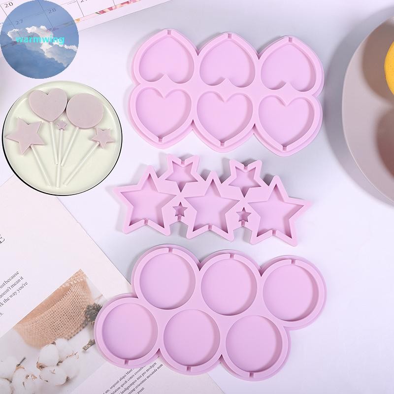 Warmwing 1 PC รอบ/ดาว/Love Heart Shape Lolly แม่พิมพ์ซิลิโคน DIY ช็อกโกแลต Candy Shaker Mould ...