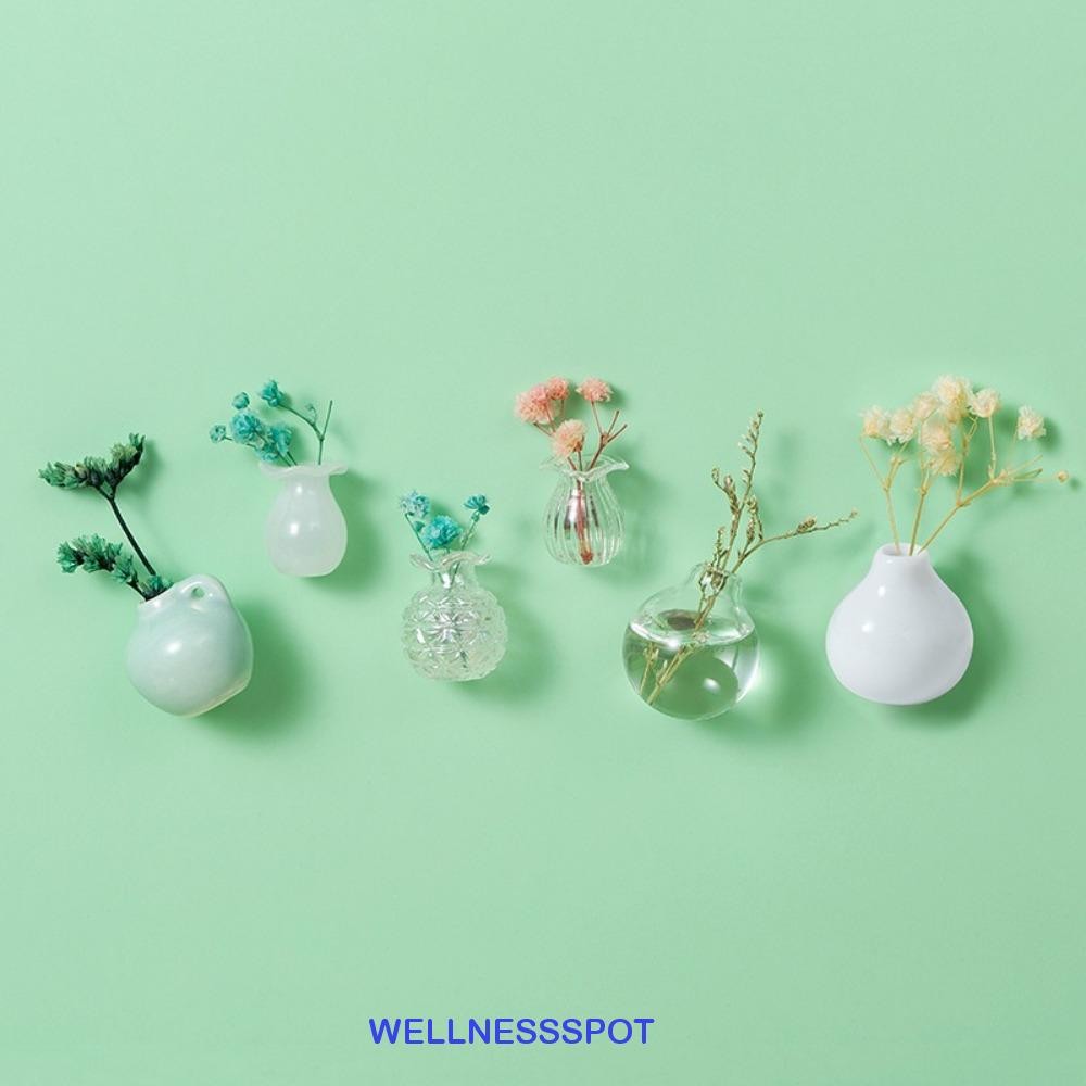 WELLNESSSPOT แจกันตู้เย็นสติกเกอร์,บุคลิกภาพเซรามิคมินิแจกันพืช,ตู้เย็นตกแต่งพืชตื่นเต้นสไตล์จีน ...