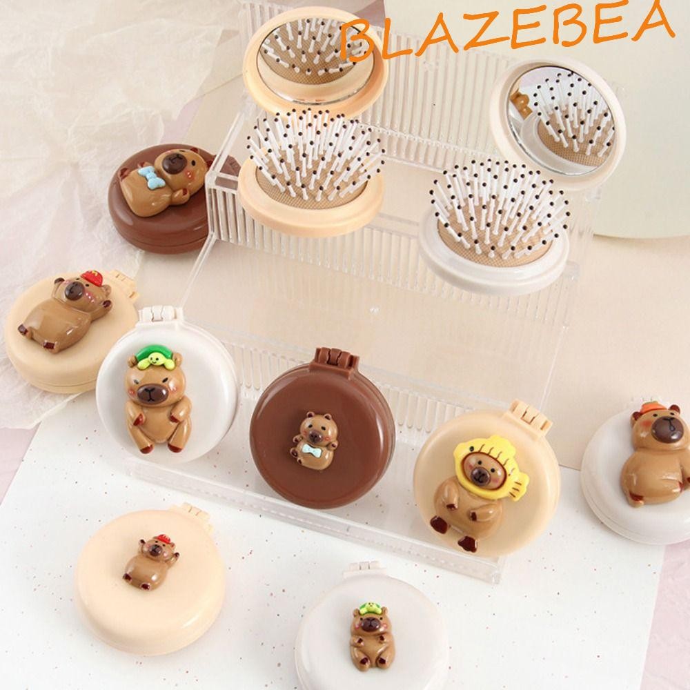 BLAZEBEA 2 in 1 หวีกระจกชุด, Kapibara การ์ตูน Capybara ถุงลมนิรภัยหวีผม, แฟชั่น Mini Lamb Anti ...