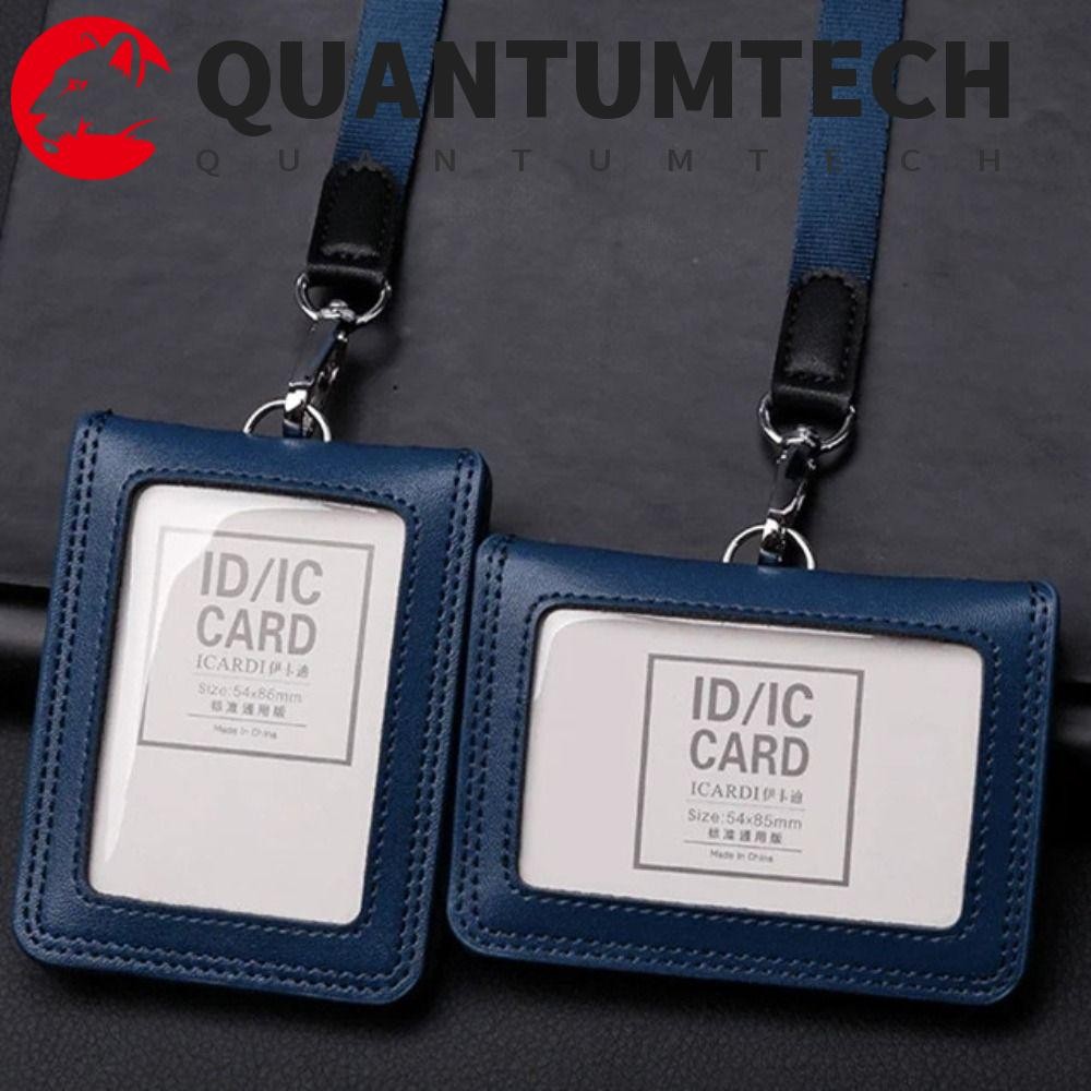 QUANTUMTECH ID Card Holder,พร้อมเชือกเส้นเล็กสายคล้องคอหมอป้าย,บัตรเครดิตธุรกิจชื่อแท็กหนังวัว ...