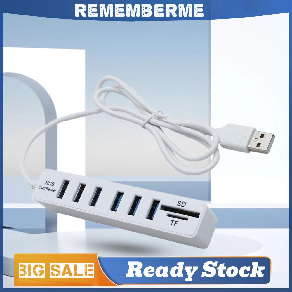 เครื่องอ่านการ์ดพอร์ต USB 6 USB 2.0 หน่วยความจํา TF Splitter Adapter สําหรับคอมพิวเตอร์แล็ปท็อป ...