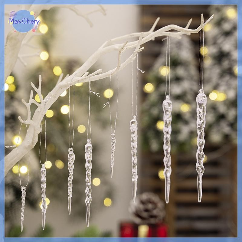 Mchy> 5/12 ชิ้นต้นคริสต์มาสจําลอง Icicle Ice Strip จี้อะคริลิค Icicle ...
