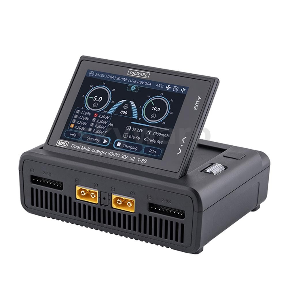 Toolkitrc M8D เครื่องชาร์จหน้าจอสัมผัส 65W เอาต์พุต Dual Channel 8S ...