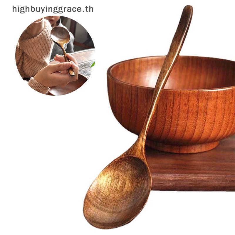 Hgth ช้อนช้อนซุปเป็นมิตรกับสิ่งแวดล้อมบนโต๊ะอาหารทัพพีวงรีธรรมชาติ HGTH ...