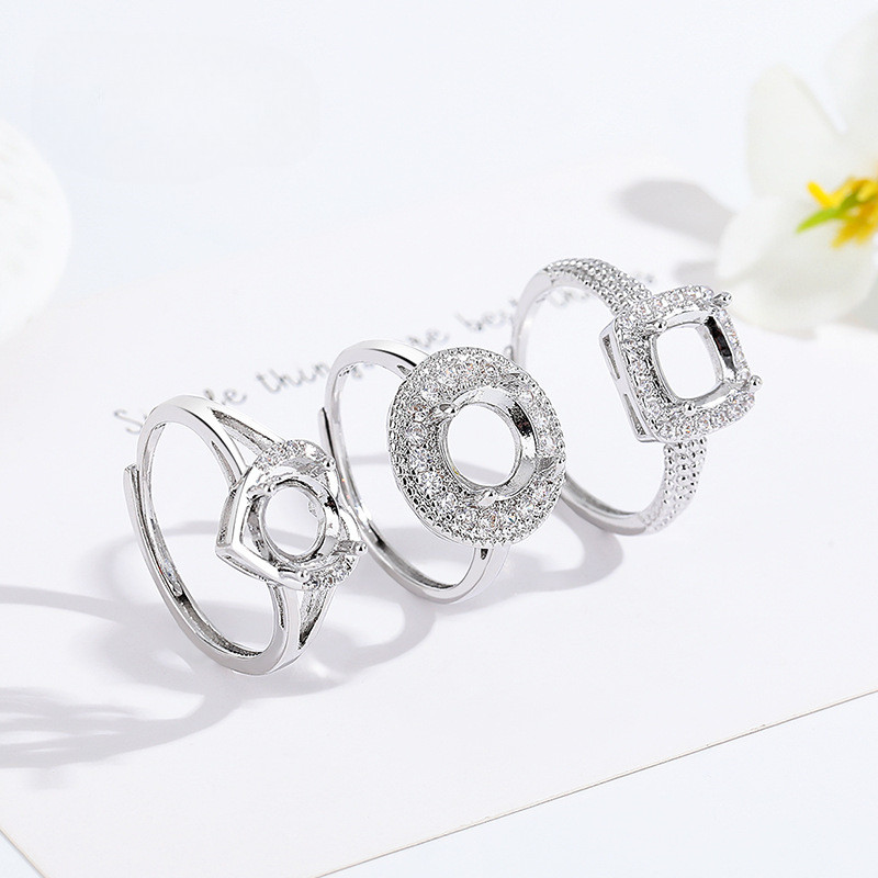 แหวนผู้หญิงสไตล์มินิมอลใหม่ ฐานแหวน Huazi ชุบเงิน 925 DIY ฝังกลม 3-11 มม. | Shopee Thailand