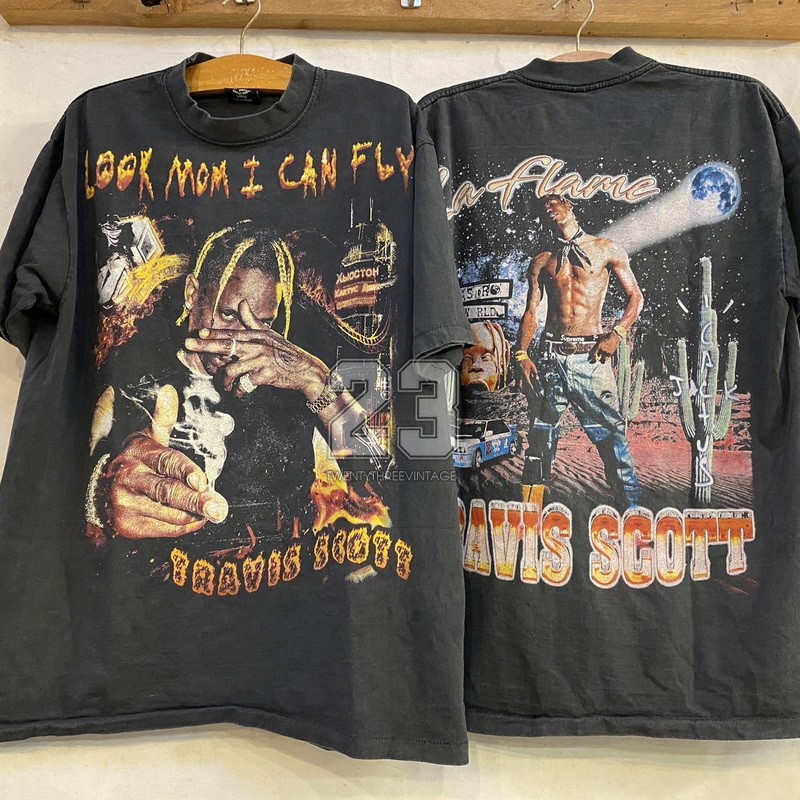 [ 23 ] TRAVIS SCOTT LOOK MOM I CAN FLY Over sized Tag Bootleg แท้ เสื้อ ...