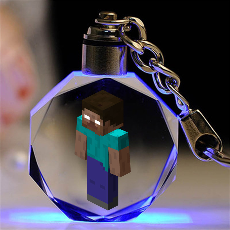 Minecraft Undead Totem ดาบเพชร Creeper สีสัน LED คริสตัลพวงกุญแจ MC เกม ...