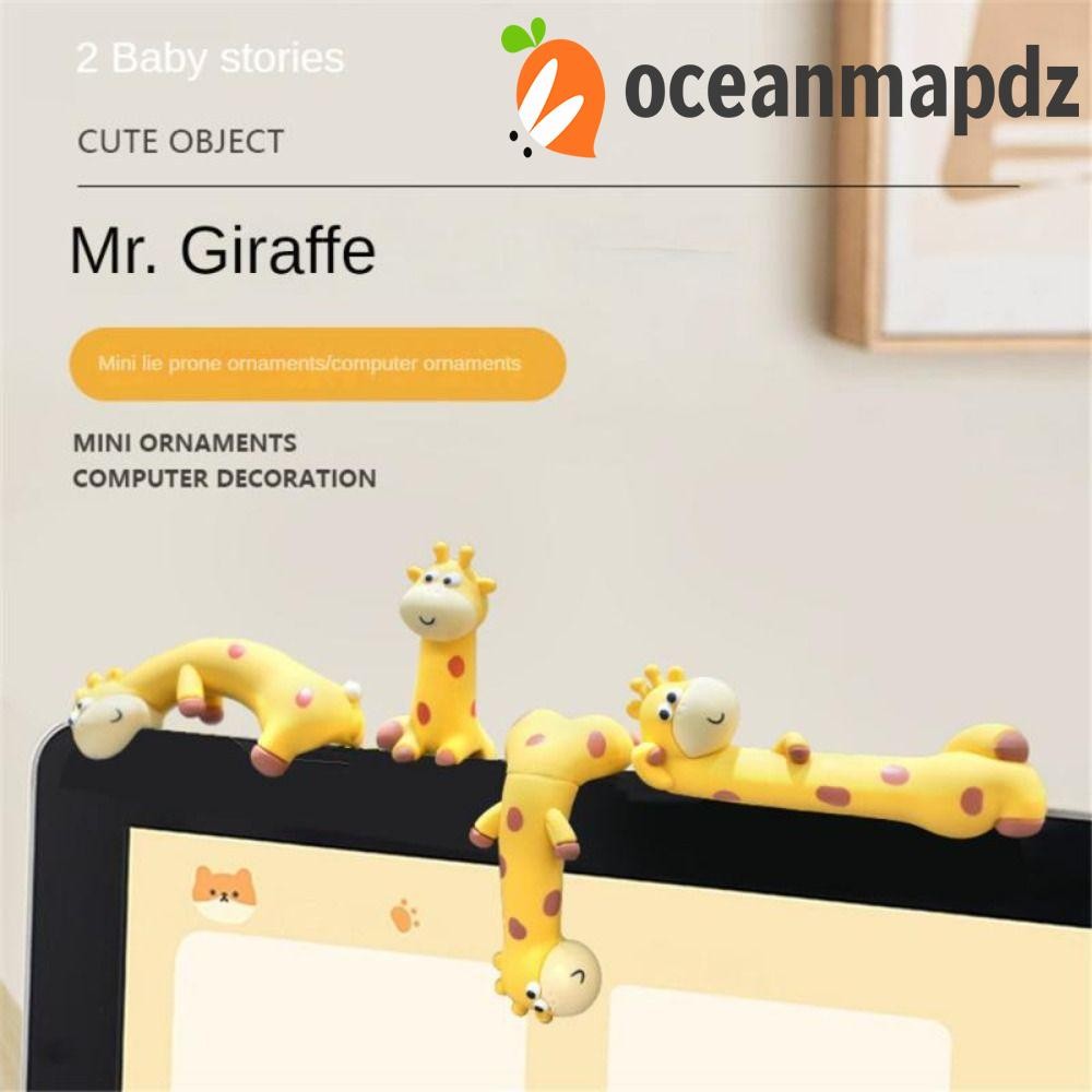 OCEANMAPDZ จอคอมพิวเตอร์ตกแต่ง,มินิตุ๊กตา Navigator หน้าจอยีราฟ, Creative 3D โต๊ะของเล่นโกหก ...