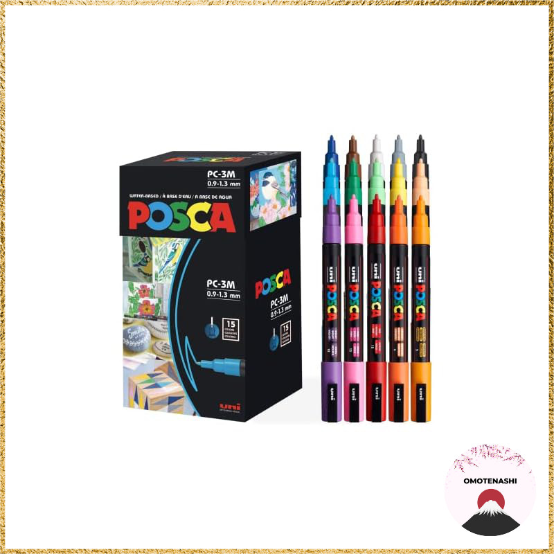 Posca Mitsubishi Pencil Water-Based Pen Posca Fine Tip Round 15 Colors ...