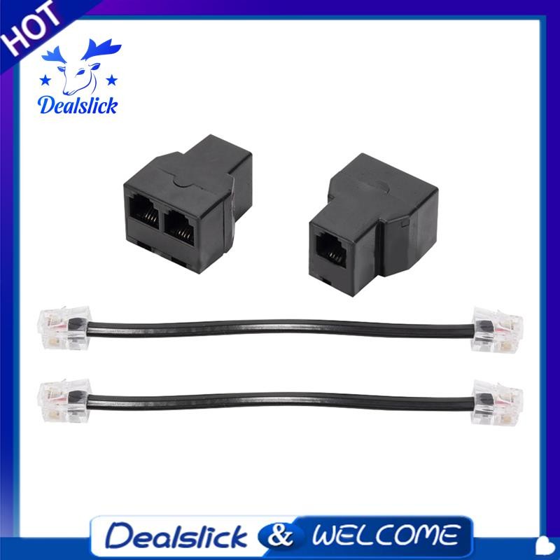 Dealslick2PCS Rj11 โทรศัพท์สาย Splitter 15cm สาย 6P4C 2 พอร์ตสาย ...