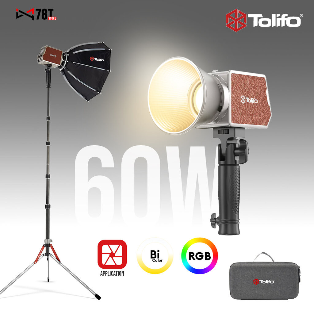 Tolifo PL60 ไฟถือพกพาทรงวินเทจ RGB Bi-Color สั่งการผ่าน APP รองรับ PDชาร์จ แบตในตัว Vintage LED ...