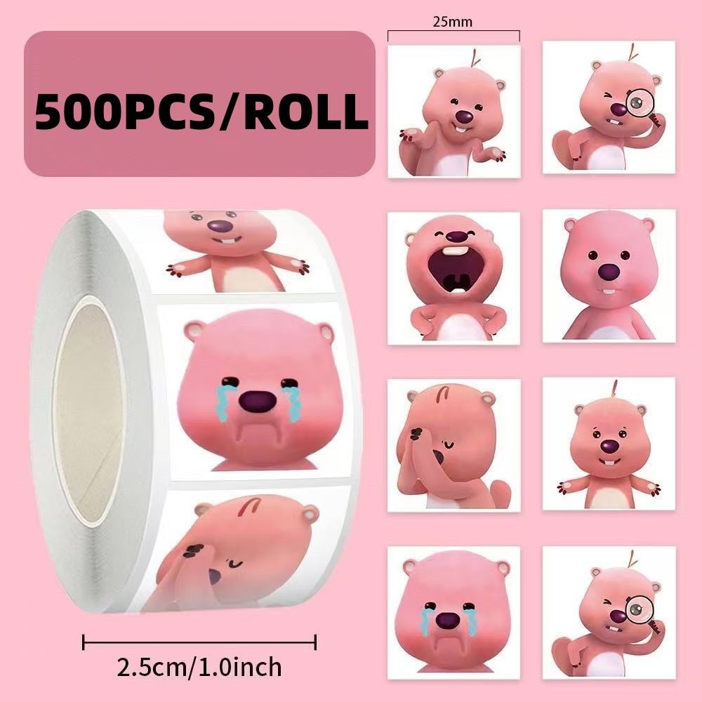 500-sheep สีชมพู Beaver Loopy Doodle สติกเกอร์ม้วนสําหรับ Mass DIY ...