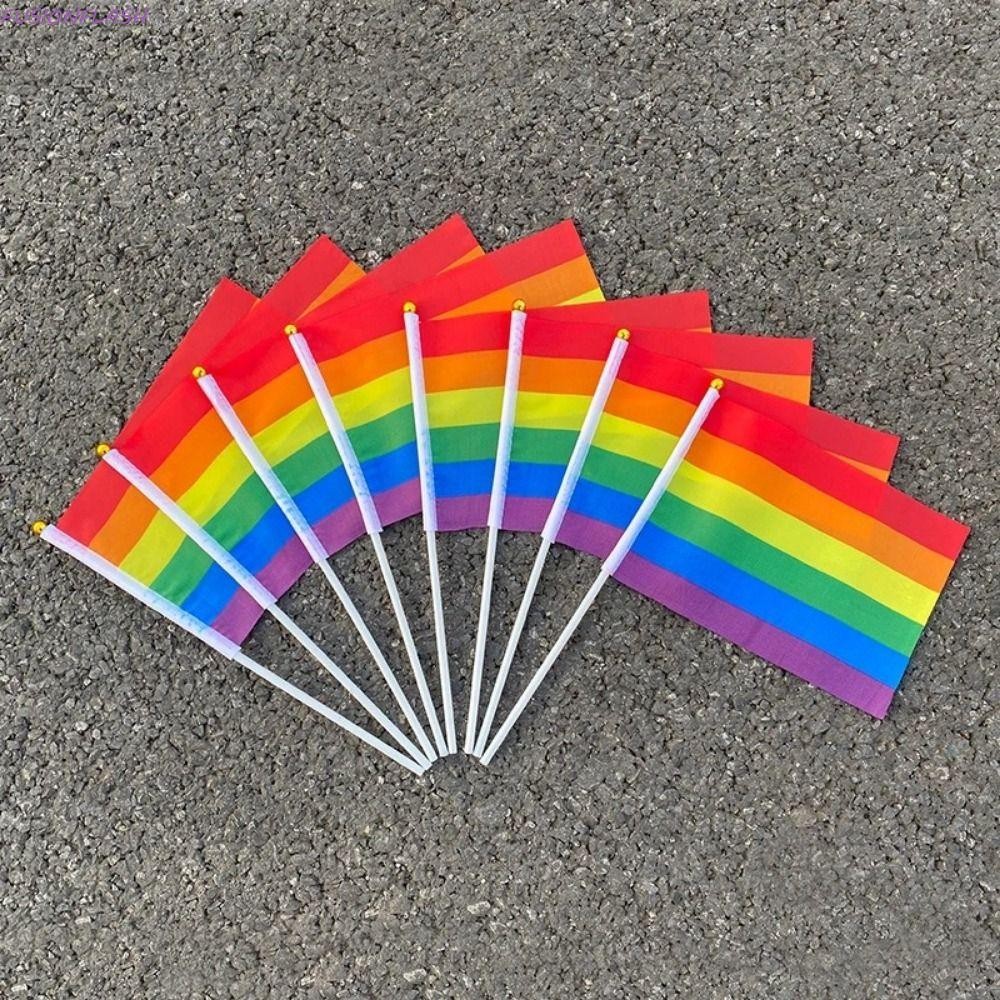 FUSIONFLASH 10 ชิ้น Rainbow Flags, LGBT Rainbow Rainbow Hand Flag, ทน ...