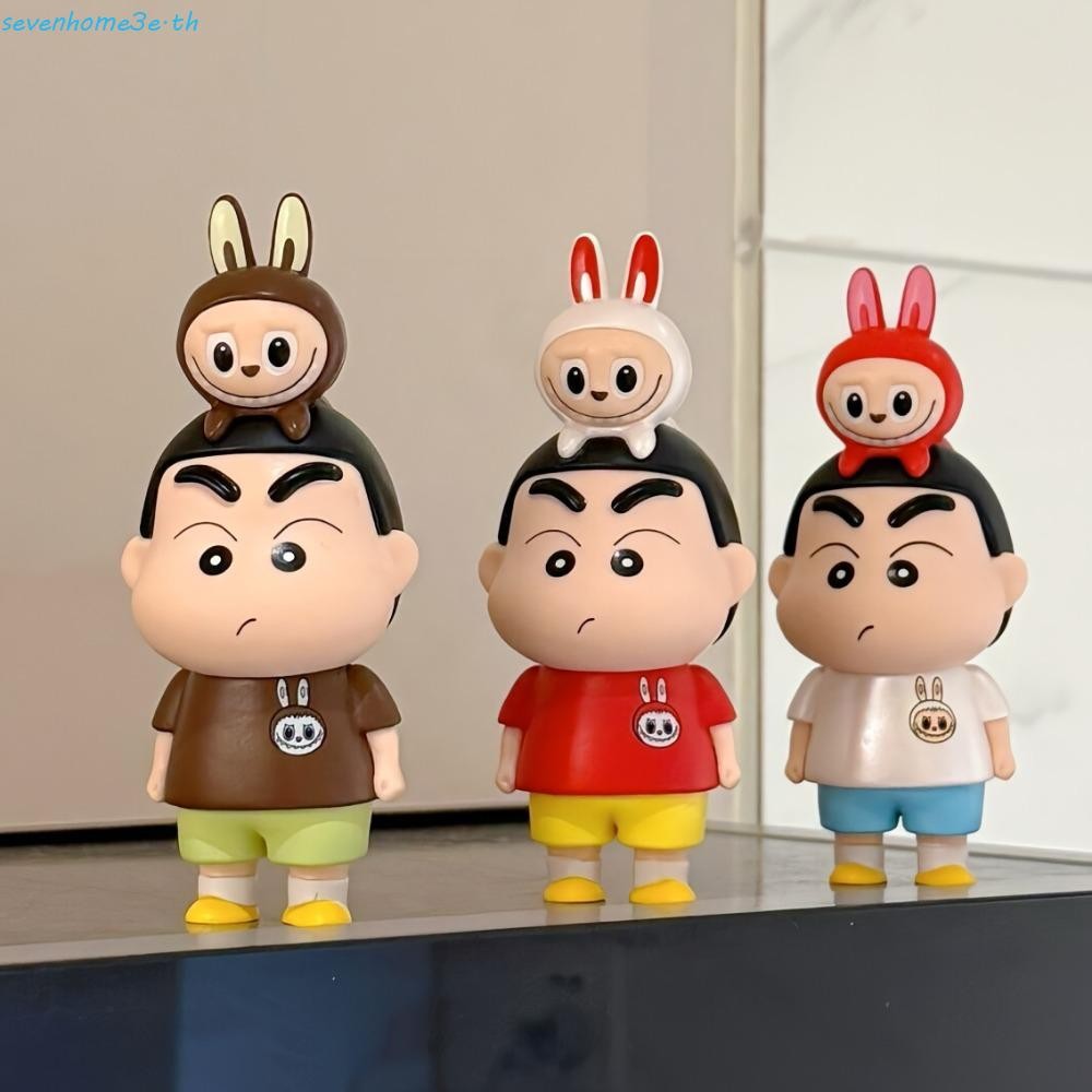 SEVENHOME3E Labubu Crayon Shin-Chan รูป, PVC ตุ๊กตารูปปั้น Crayon Shin ...
