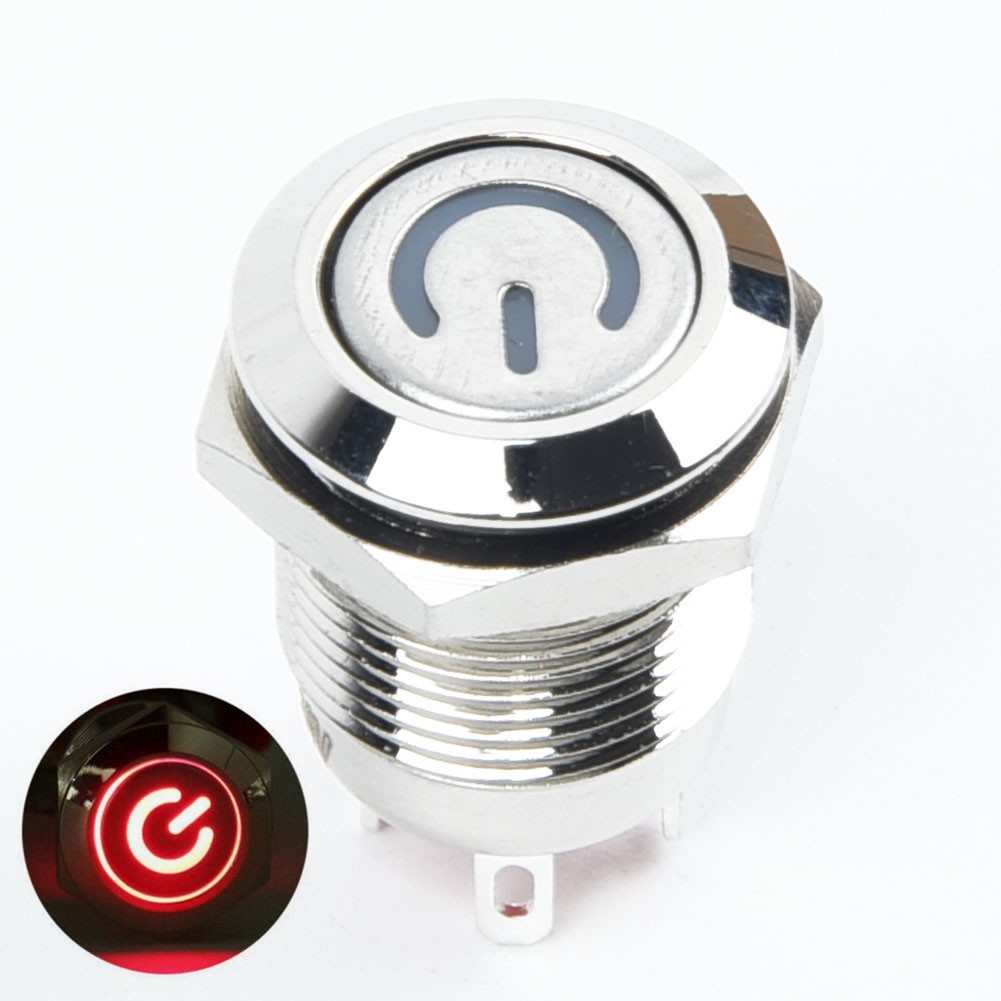 Good12MM Metal Momentary Push Button Switch Control 4 Pin Red LED Power ...