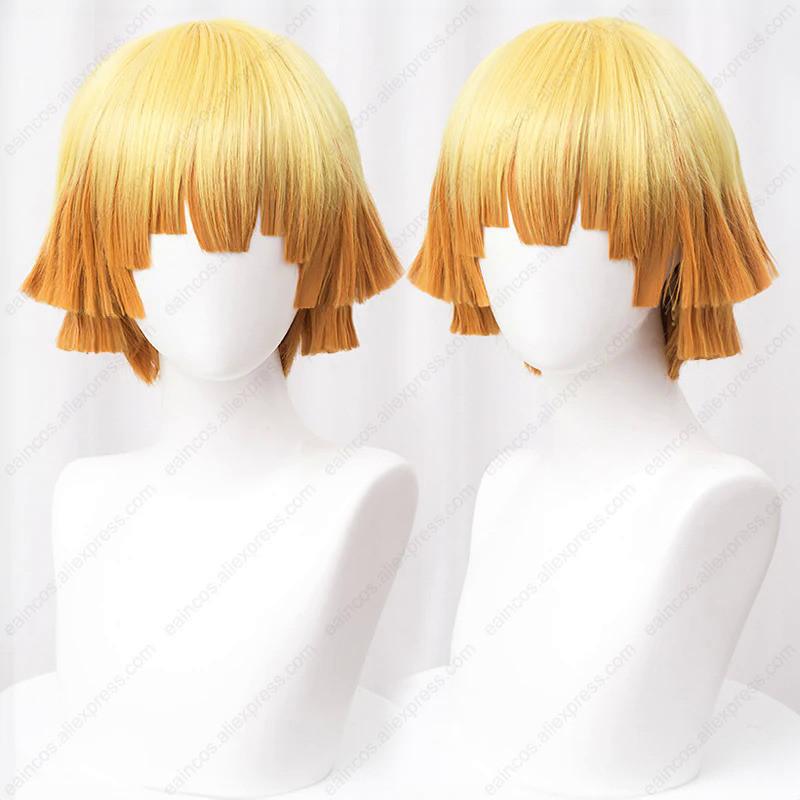 Anime Agatsuma Zenitsu Cosplay Wig 30cm Yellow Gradient Wigs Heat ...