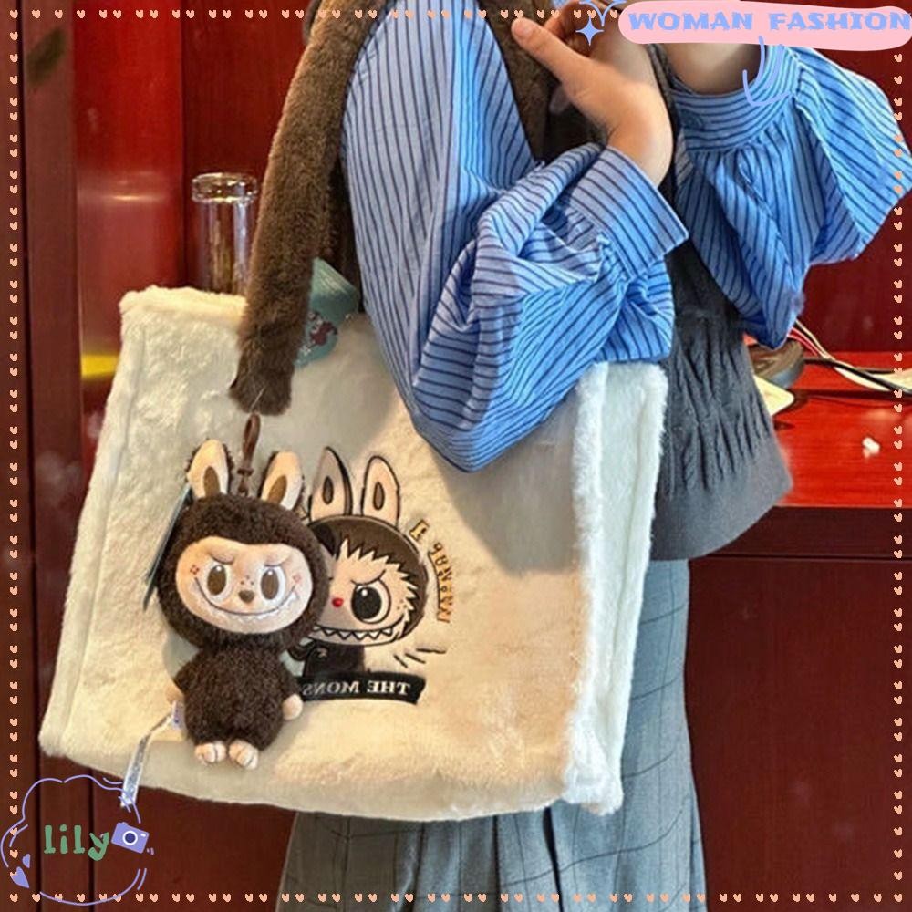 Lily Labubu Tote Bag, Labubu กระเป๋าถือเย็บปักถักร้อยกระเป๋าสะพาย, Faux ...