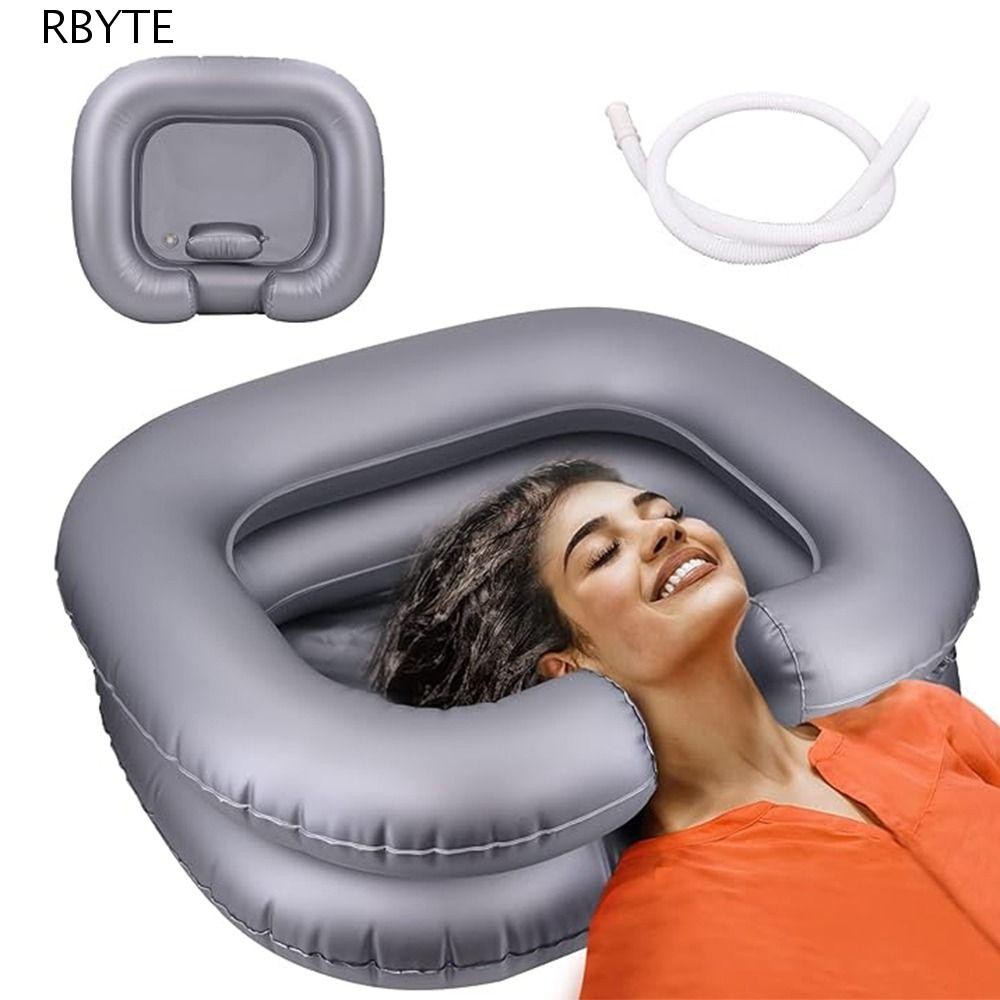 RBYTE อ่างล้างหน้าแชมพูเป่าลม,พับแบบพกพาอ่างสระผมพอง,มัลติฟังก์ชั่ทนทานพร้อมหมอนสแควร์ผมซักผ้า ...