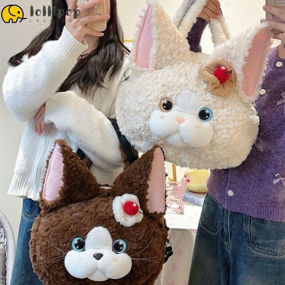 LOLLIPO1 Devon Rex Cat Plush กระเป๋านักเรียน,การ์ตูนแมวกระเป๋าเป้สะพาย ...