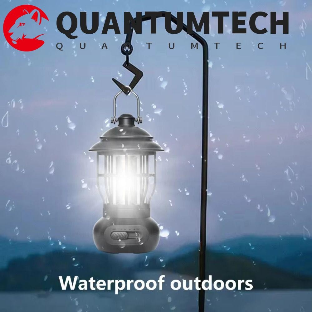 QUANTUMTECH โคมไฟตั้งแคมป์แบบพกพา, ไฟฉายแบบชาร์จไฟได้เต็นท์, พร้อมตะขอขนาดกะทัดรัด LED กันน้ํา ...