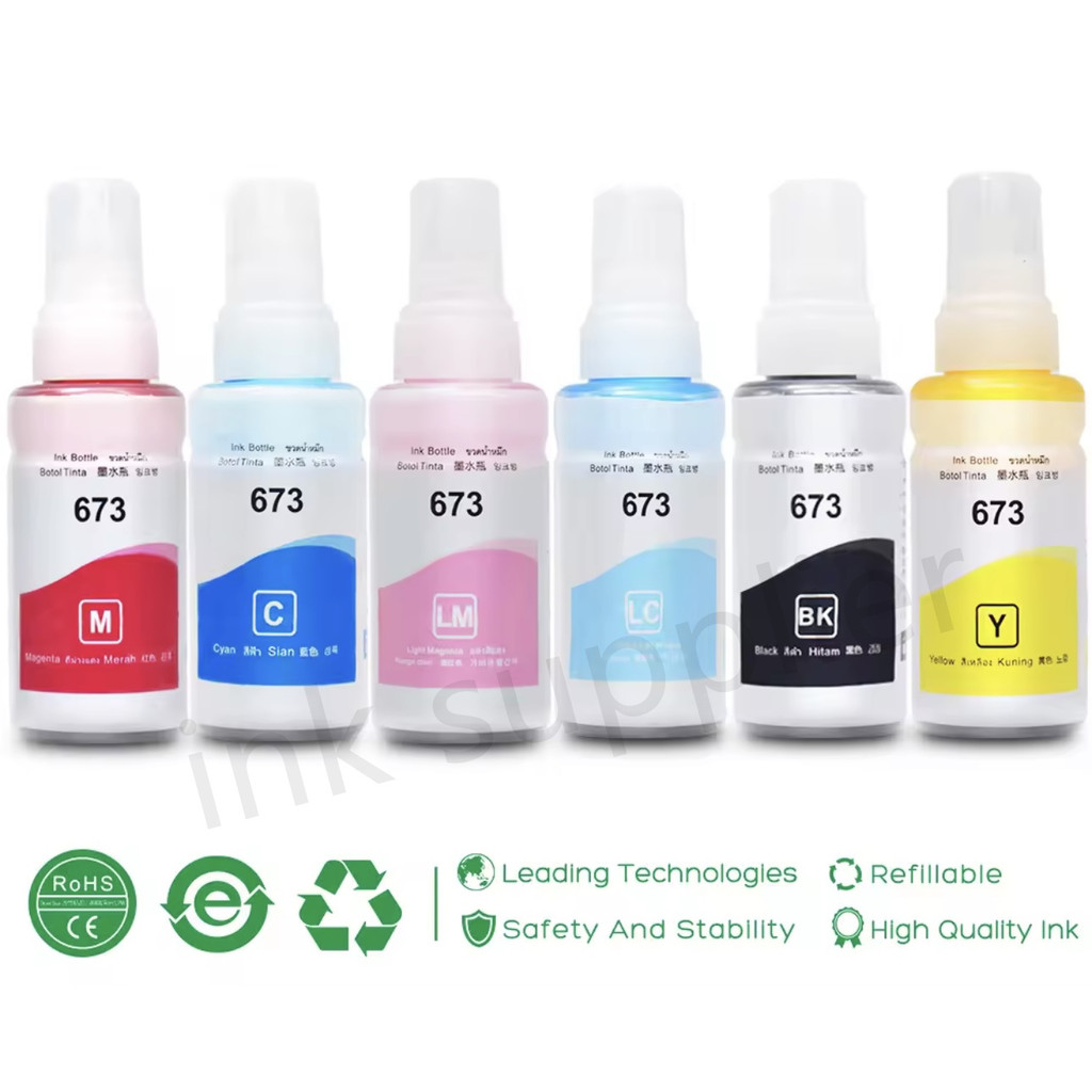 หมึก Premium 673 Ink Genuine Ink Refill ink for Epson L800 L801 L805 ...