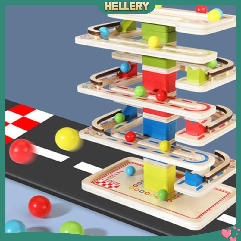 [HelleryTH] Darling Baby7 ชั้นลูกบอลไม้ Racer Ramp Track Set Mini Maze ...