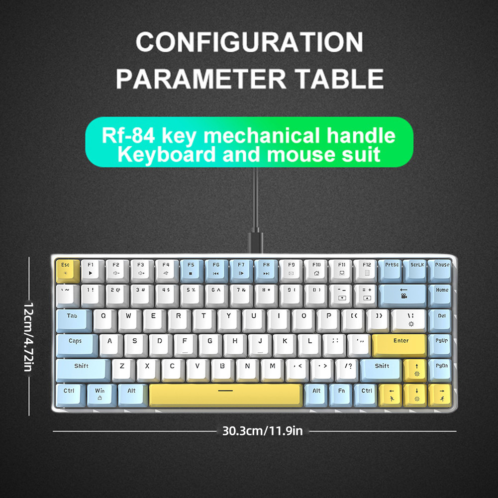 K84 Gaming Keyboard USB Port Wired Keypad Hot-Swap Keyboard for PC ...