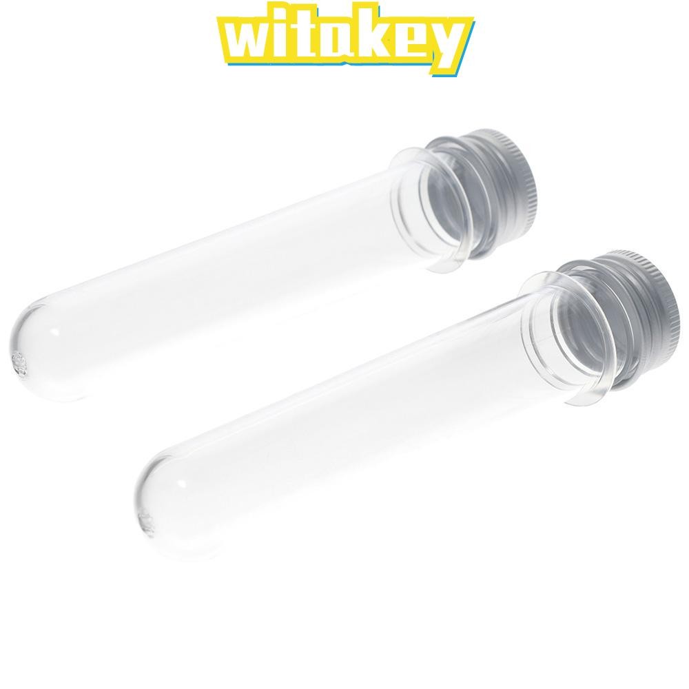 Witakey 10 ชิ้นหลอดทดลอง,พลาสติกโปร่งใสหลอดวิทยาศาสตร์,อุปกรณ์การเรียน 45ml 25140 มม.พร้อมฝาครอบ ...