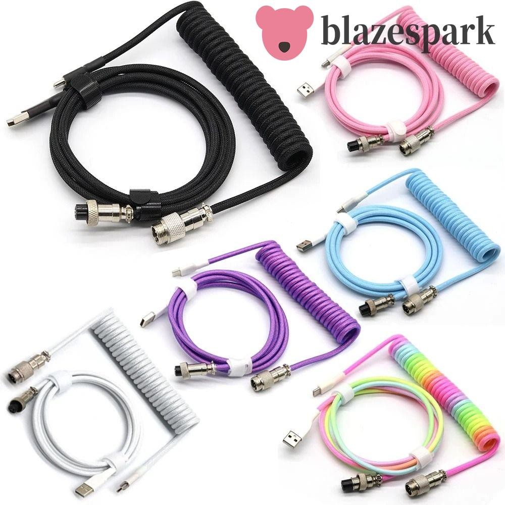 Blazespark คีย์บอร์ดม้วนสายเดสก์ท็อป 5 แกนคีย์บอร์ดเกมด้ายถักพอร์ต Usb Type C สาย Usb | Shopee ...