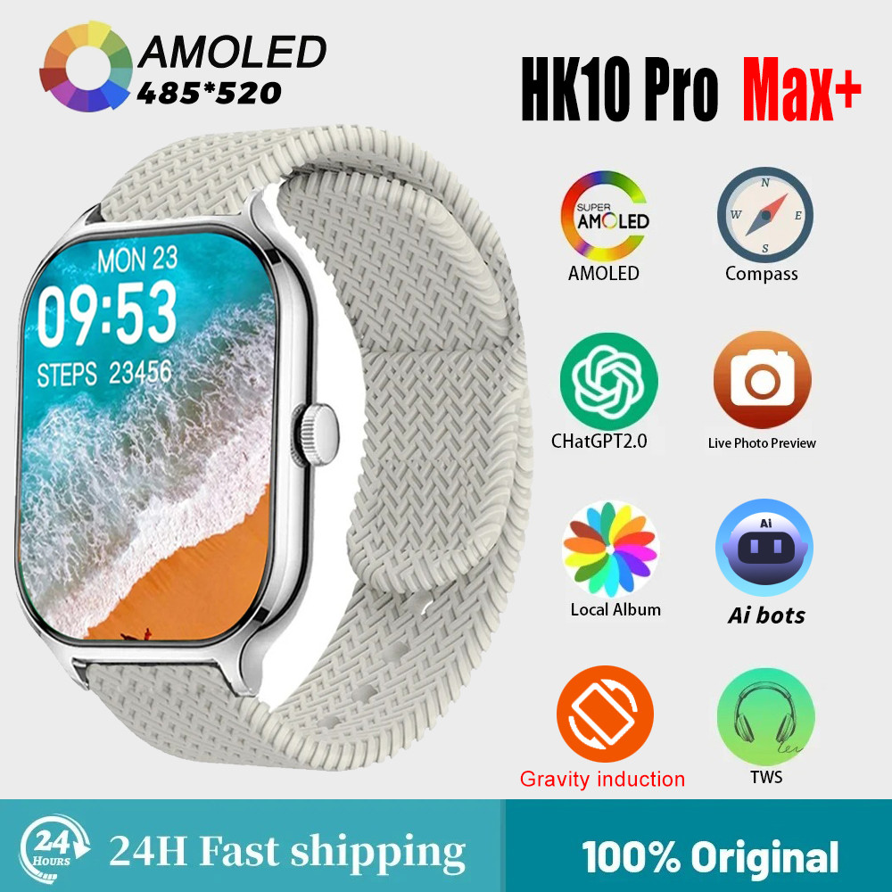 HK10 PRO + Plus สมาร์ทวอท์ช Series 10 ผู้ชาย AMOLED AOD จอแสดงผล 2GB ROM บลูทูธ Smartwatch เพลง ...