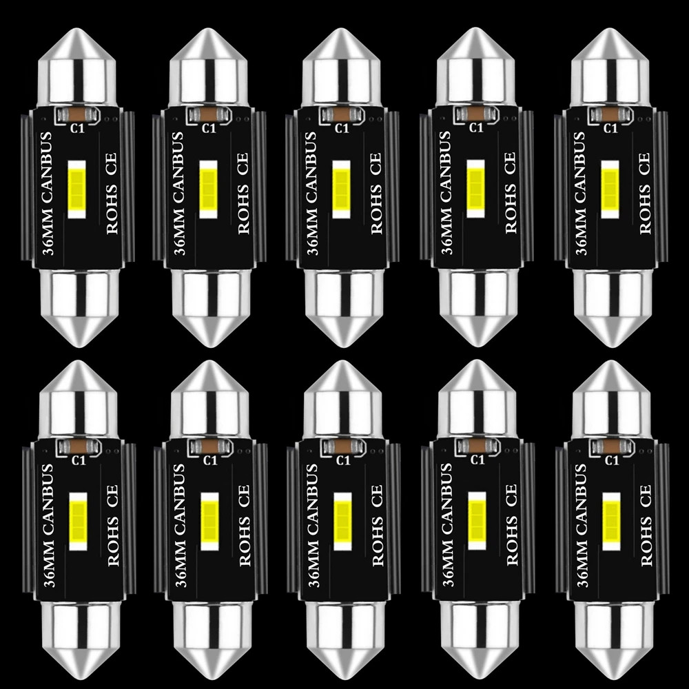 10PCS Festoon 31 มม.36 มม.39 มม.41 มม.C5W C10W Super Bright CSP 1860 หลอดไฟ LED รถ Dome Light ...