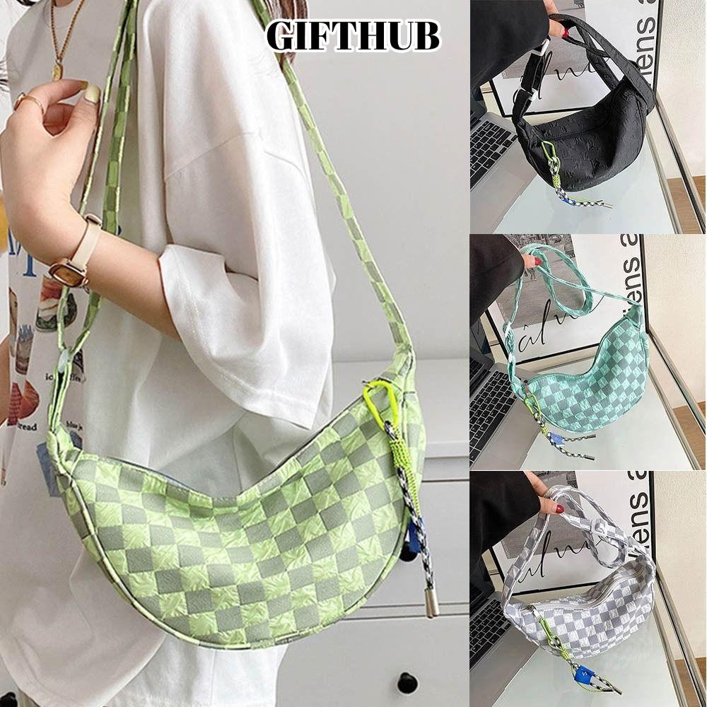 GIFTHUB กระเป๋าสะพายข้าง, ไนลอน Ins สไตล์ Dumpling Shape Bag, กระเป๋า ...