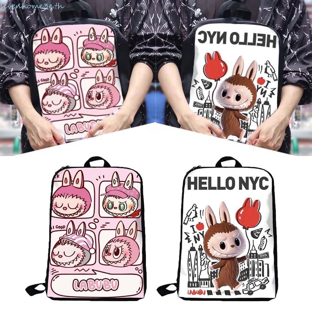 Sevenhome3e Labubu School Backpack, Nylon Letter Labubu Students ...
