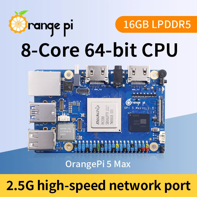 [In stock]Orange Pi 5 Max 16GB RAM LPDDR5 Rockchip RK3588 Development Board M.2 PCIE 2.5G LAN ...