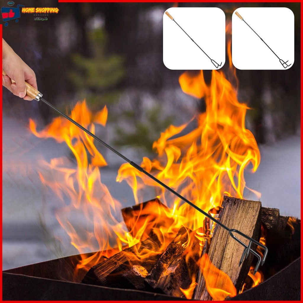 Fire Pit Poker 32/33 นิ้วเหล็กกลางแจ้ง Campfire Poker Stick 2/4 Prong ...
