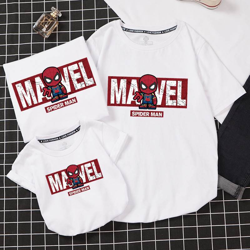 🔥พร้อมส่ง&COD🔥RINA STUDIO เสื้อผ้าพ่อแม่ลูก สไปเดอร์แมนการพิมพ์กราฟิก ชุดครอบครัวฤดูร้อน ...