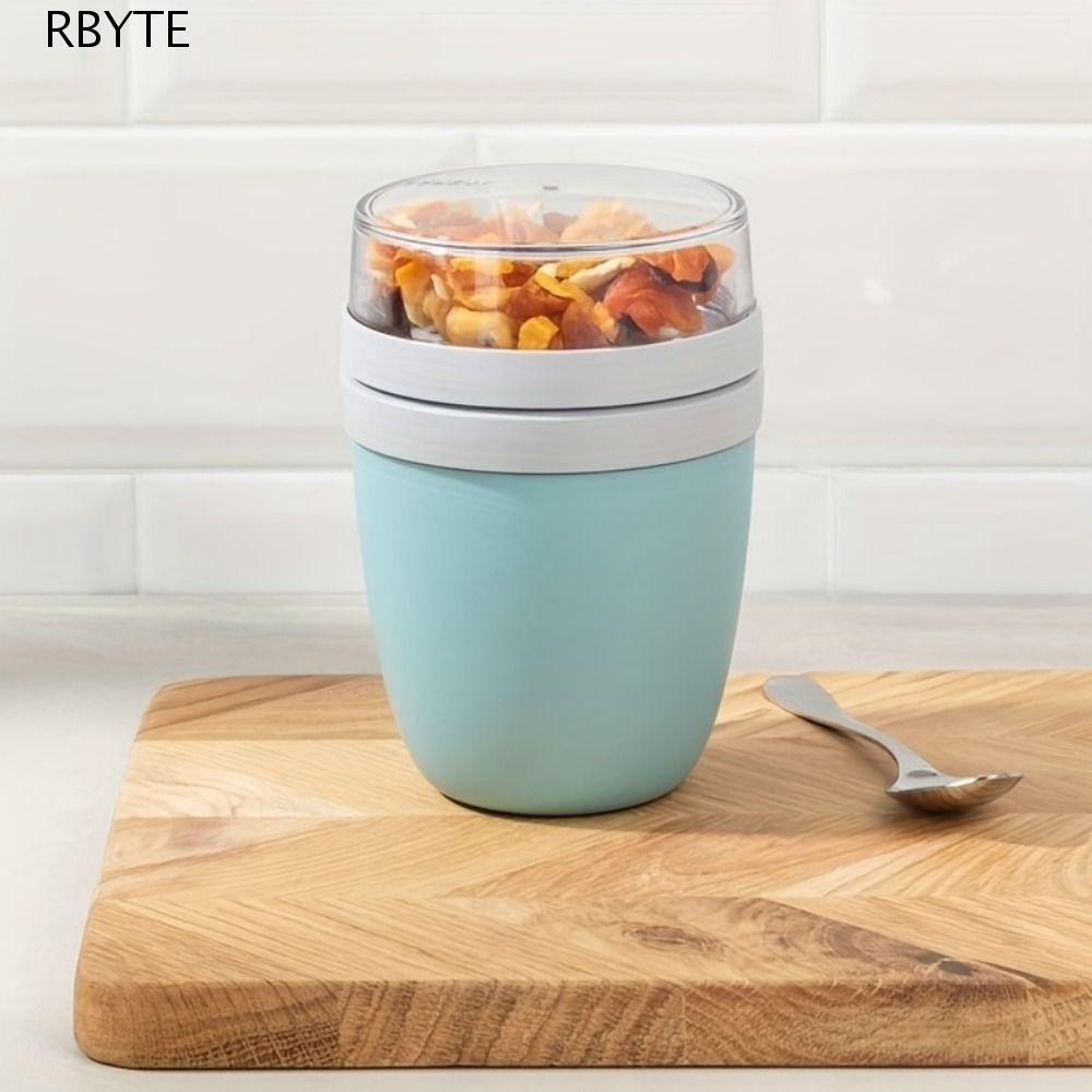 RBYTE Oats คอนเทนเนอร์, 2 ชั้นพลาสติก Overnight Oats Jar, อุปกรณ์ครัวในบ้านพร้อมฝาปิด Creative ...