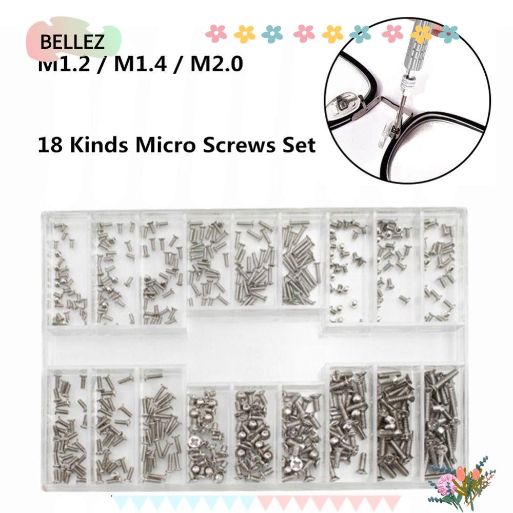 BELLEZ สกรูขนาดเล็ก, M1.2 / M1.4 / M2.0 18 ชนิด Mini Screw Assortment Kit, สกรูเมตริกสีดํา ...