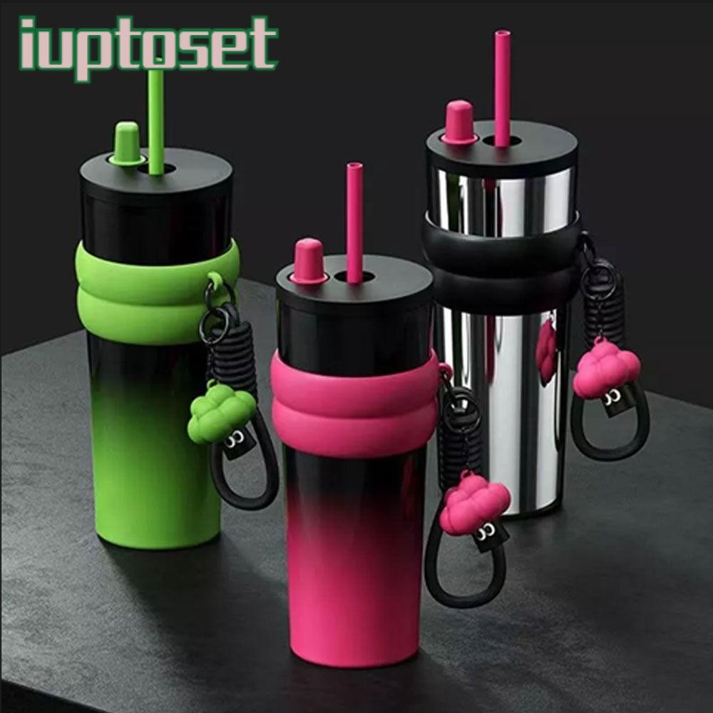 IUPTOSET กระติกน้ําเก็บความร้อน, 710ml 316 ถ้วยฉนวนสแตนเลส, ความจุขนาดใหญ่พร้อมหลอดหดแก้วกาแฟแบบ ...