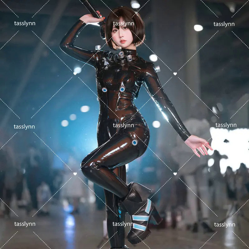 Mn GANTZ Cosplay Costume Shimohira Reika Suits Women Black Latex ...