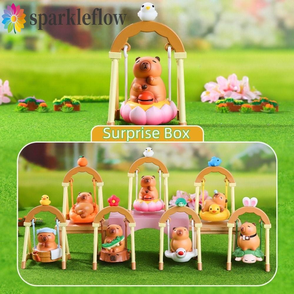 Sparkleflow Capybara อะนิเมะรูป,แกว่ง Bath Capybara รูปของเล่น,น่ารักสุ่มประเภทการ์ตูนโกหกนั่ง ...