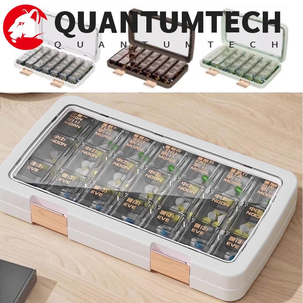 QUANTUMTECH Pill Organizer กล่อง, 21/28 ตารางพลาสติกยา, BPA ฟรีแบบพกพาขนาดกะทัดรัด 7 วันกรณียา ...