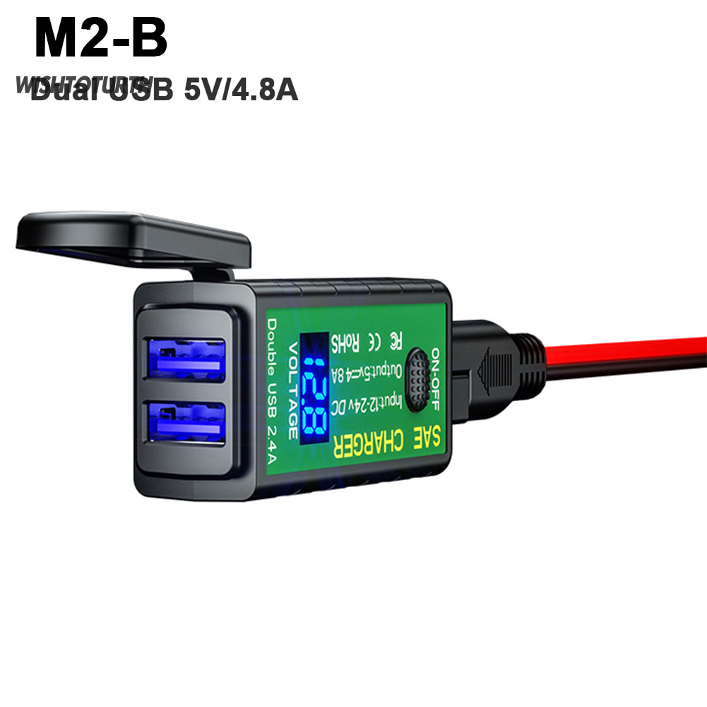 ☼WT M2 31A/48A SAE ถึง USB Type-C โวลต์มิเตอร์รถจักรยานยนต์สวิตช์เปิด/ปิด Fast Charger | Shopee ...