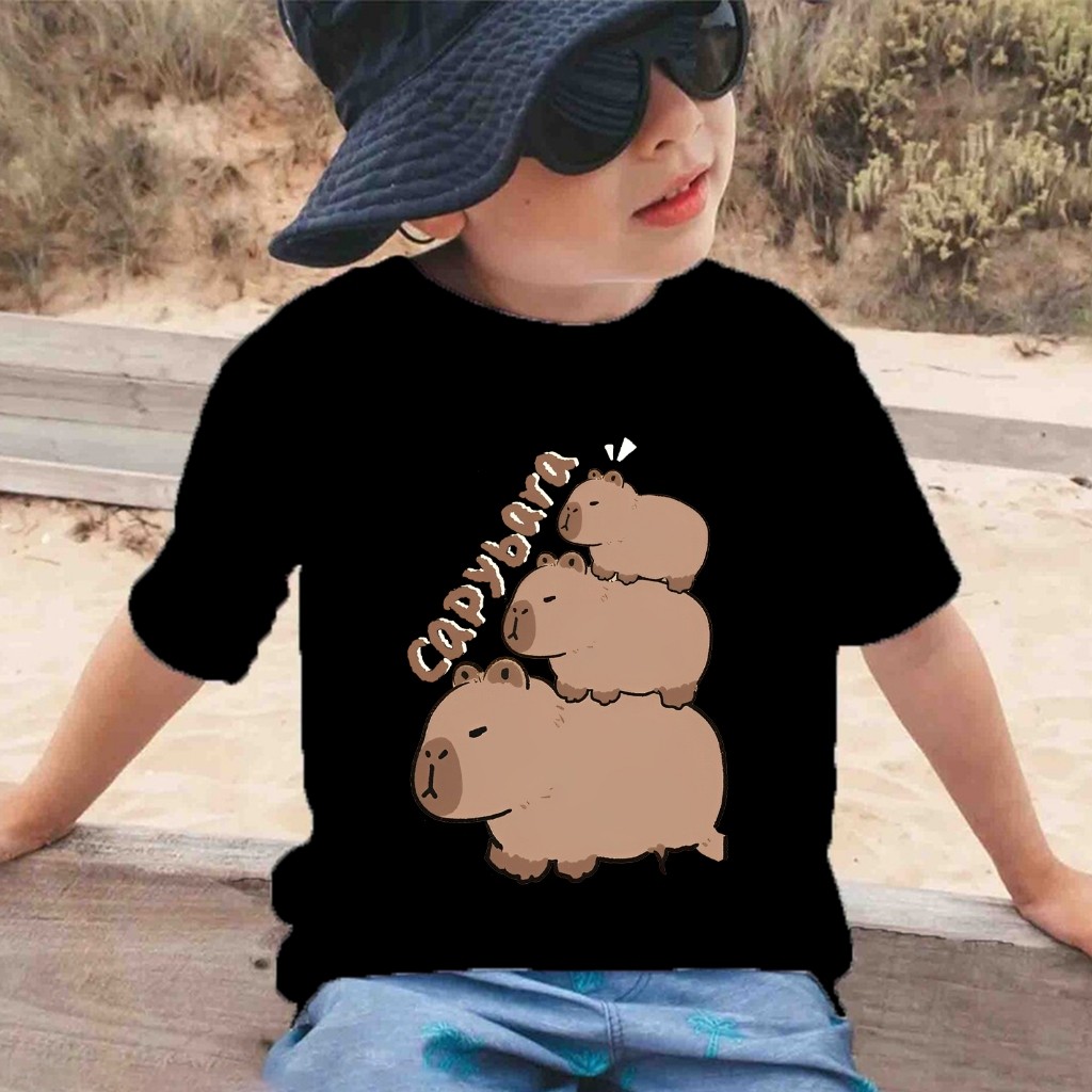 (จัดส่งตลอด 24 ชั่วโมง)KIDS PRINCESS Capybara Children's T-shirts คาปิ ...