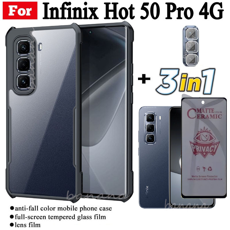 3 in 1 Infinix Hot 50 Pro เคสโทรศัพท์กันกระแทกสําหรับ Infinix Hot 50i Hot 50 5G 50 4G Anti Spy ...