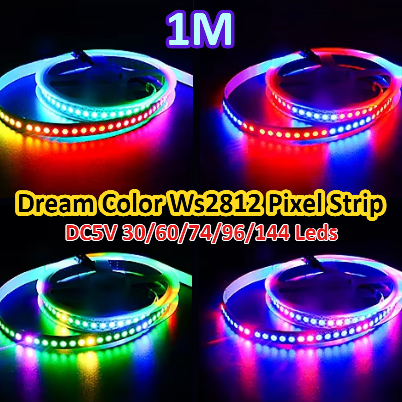 Ws2812 Pixel Strip DC5V 30/60/74/96/144 Leds 1M Dream สี Pixel RGB เทป ...