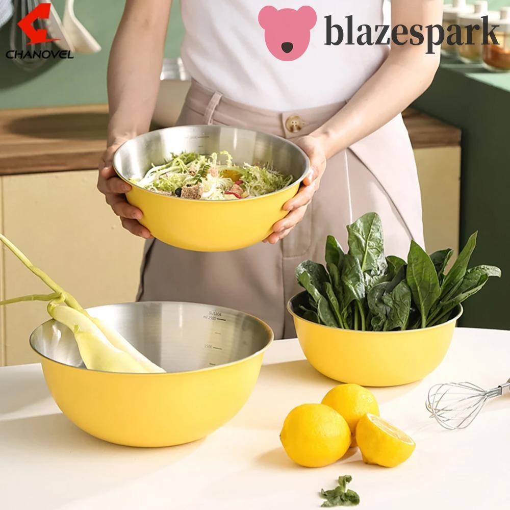 Blazespark ชามผสมสลัด, สแตนเลสความจุขนาดใหญ่ชามเก็บผัก, Gadgets ครัวเกาหลีที่มีขนาดสีเหลือง/สี ...